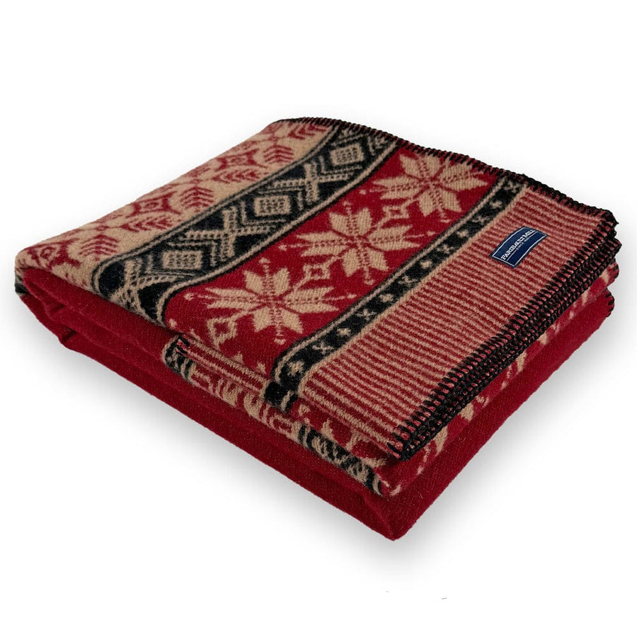 Nordic Wool Throw Blanket - Red