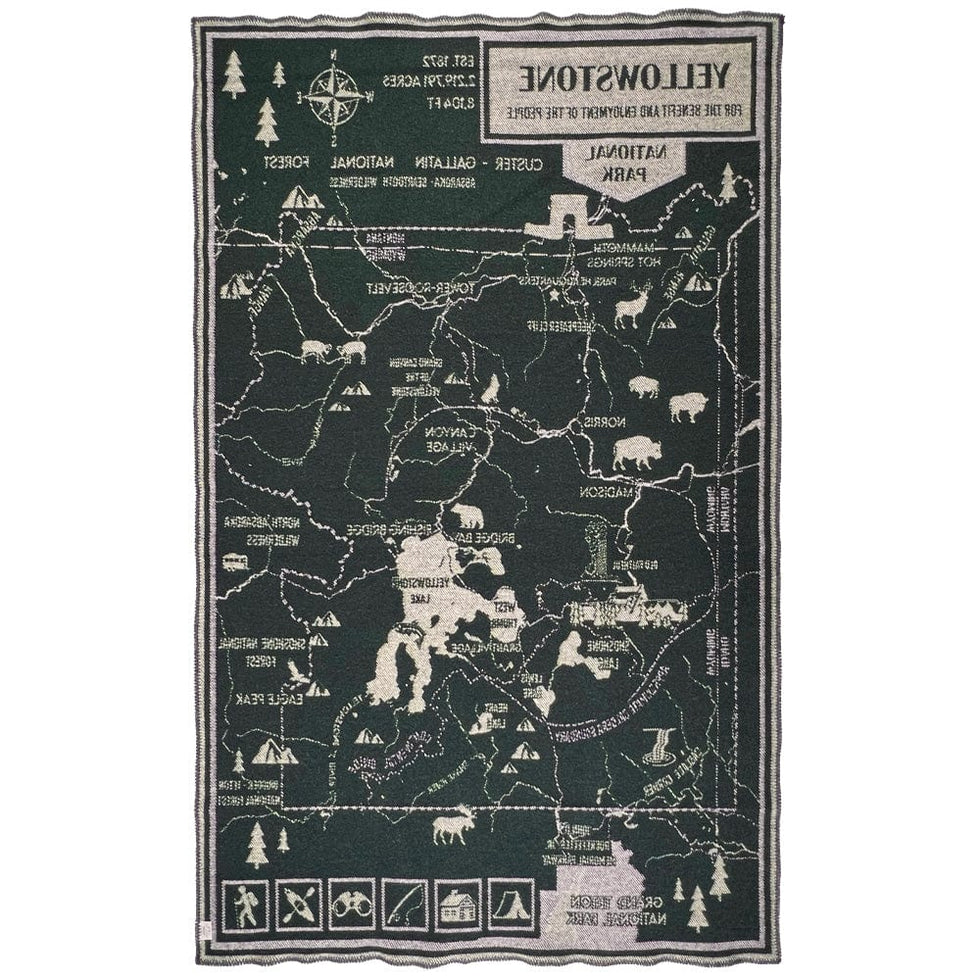 Yellowstone National Park Map Wool Throw – Faribault Mill