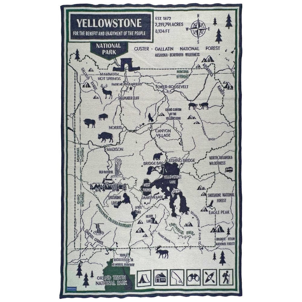 Yellowstone National Park Map Wool Throw – Faribault Mill