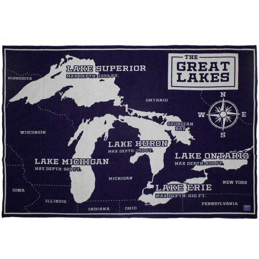 Great Lakes Map Wool Throw – Faribault Mill